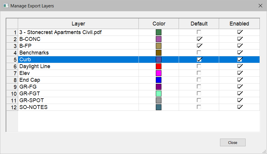 Manage Export Colors